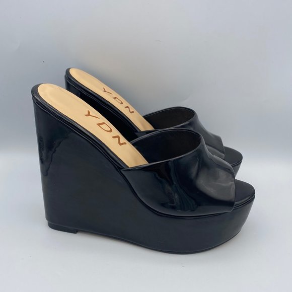YDN | Shoes | Ydn Black High Heel Platform Mules Peep Toe Sandal | Poshmark